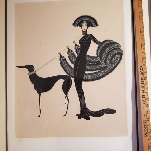Erte | Wall Decor | Erte Pencil Signed D Symphony In Black Dog ...